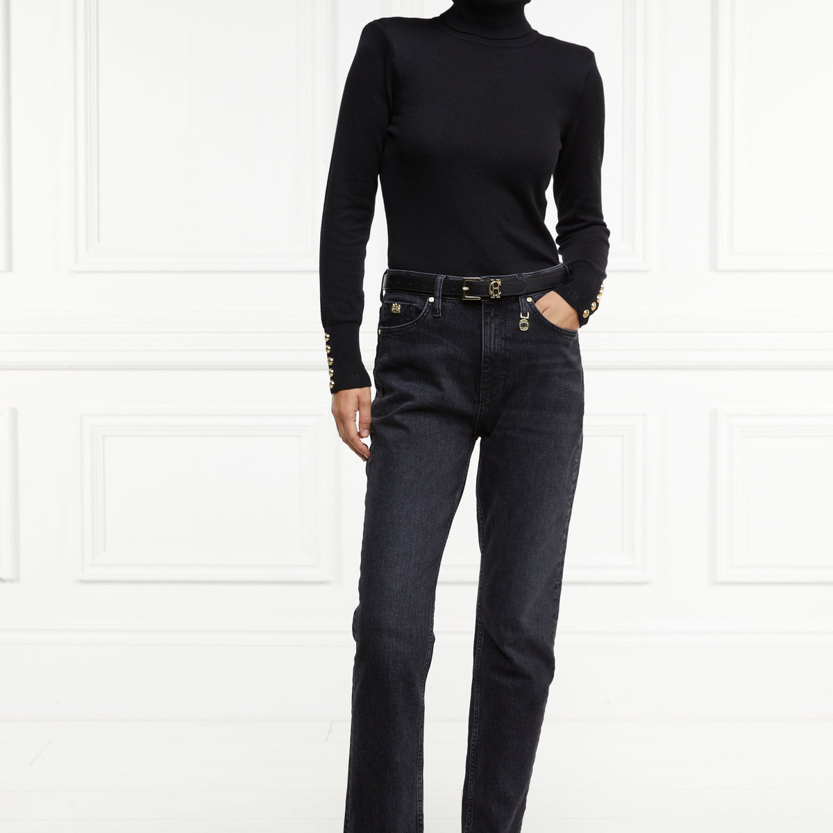 High Rise Slim Jean by Holland Cooper | | washed black 6 – Rufford's